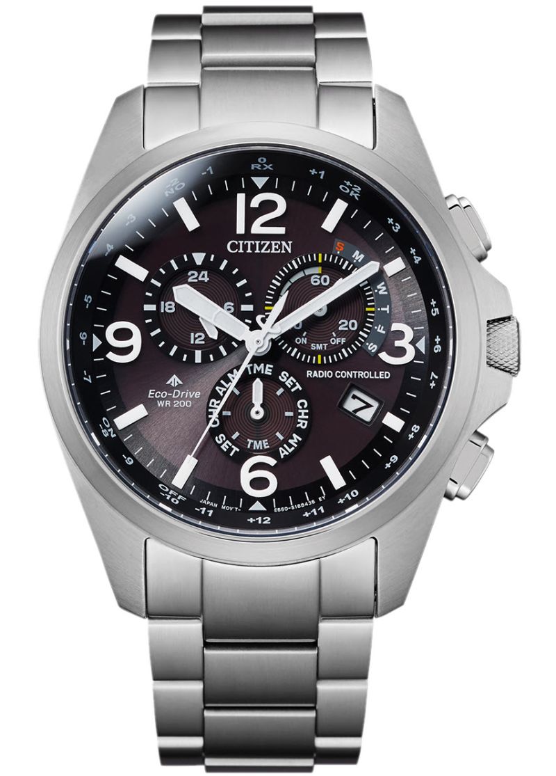 Radio controlled men's watch | Chronograph with world time and alarm